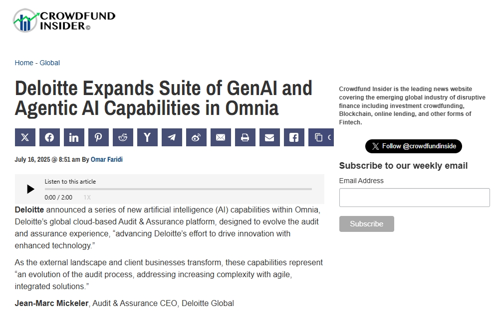 Deloitte Expands Suite of GenAI and Agentic AI Capabilities in Omnia ...