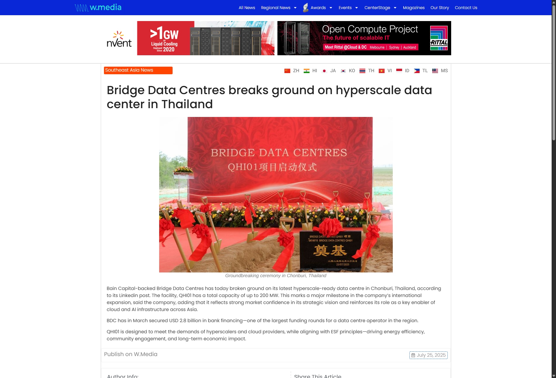 Bridge Data Centres breaks ground on hyperscale data center in Thailand ...