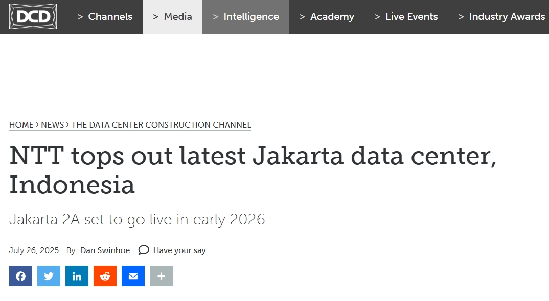 NTT tops out latest Jakarta data center, Indonesia|Idcnova-Media|the ...