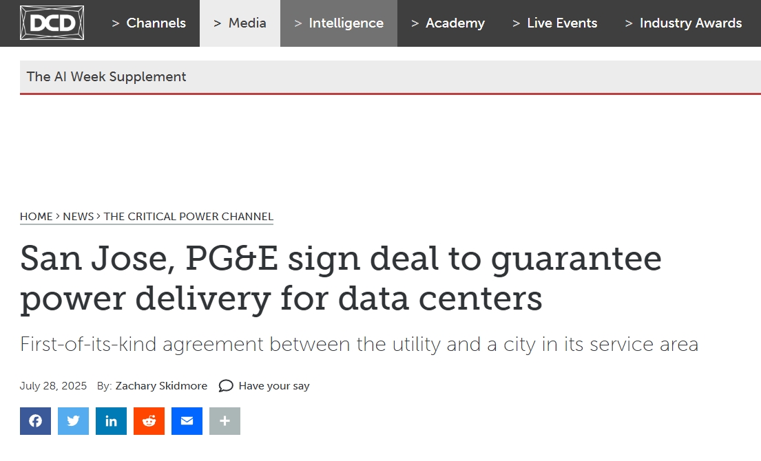San Jose, PG&E sign deal to guarantee power delivery for data centers ...